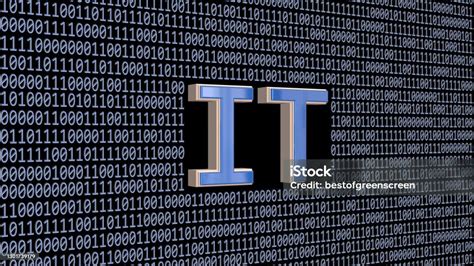 검은 색 배경에 밝은 파란색으로 색칠 된 이진 코드의 벽에 통합 된 It 기호 0명에 대한 스톡 사진 및 기타 이미지 0명