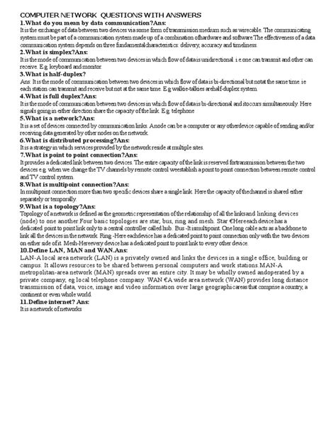 Computer Network Questions With Answers Pdf Network Topology Duplex Telecommunications