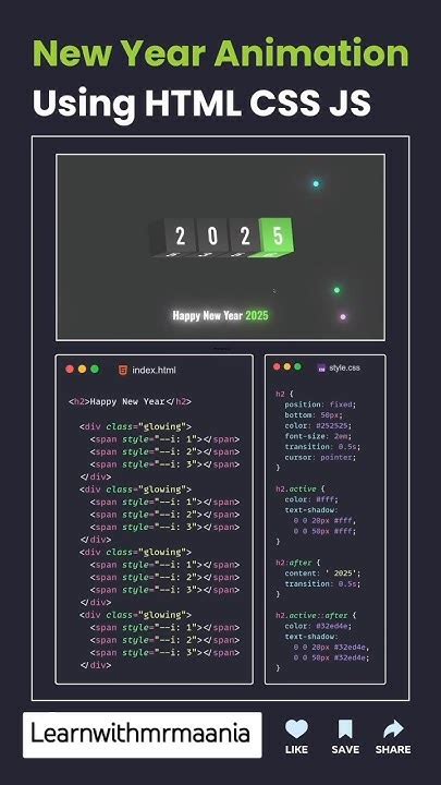 New Year Animation Using Html Css Html Css Coding Animation Leaenwithmrmaania