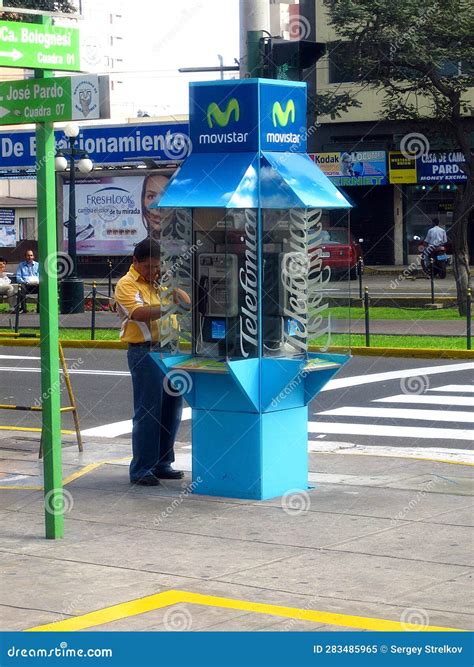 Lima Peru 30 Apr 2011 The Telephone Booth In Lima City Peru South America Editorial Image