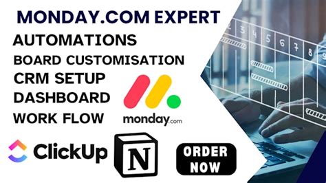 setup your monday crm project management monday com automation clickup