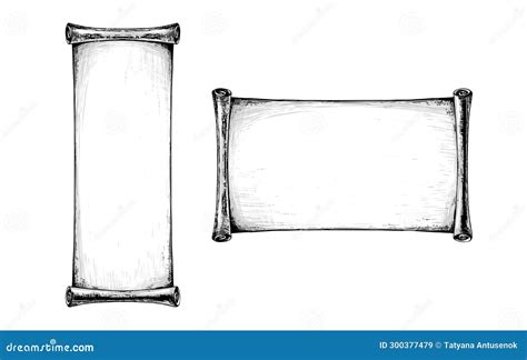 Set Of Unfolded Rolls With Space For Text Papyrus Scroll Ancient Parchment Vector