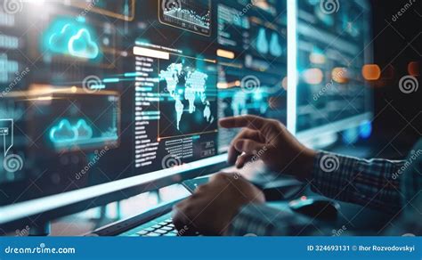 Data Science Ai And Cloud Data Concept Computer Programmer Stock Image Image Of Futuristic