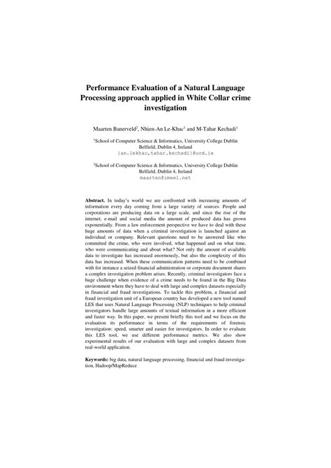 Pdf Performance Evaluation Of A Natural Language Processing Approach Applied In White Collar