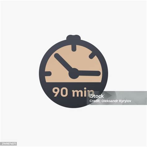 90 분 스톱워치 벡터 아이콘입니다 플랫 스타일의 시계 아이콘입니다 스톡 벡터 일러스트 레이 션은 흰색 배경에 고립되어 있습니다 계시기에 대한 스톡 벡터 아트 및 기타