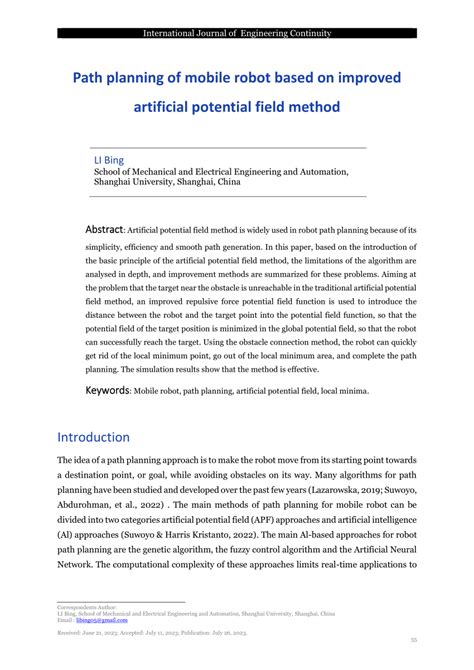 pdf path planning of mobile robot based on improved artificial