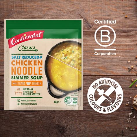 Continental Classics Simmer Soup Chicken Noodle Salt Reduced 40g