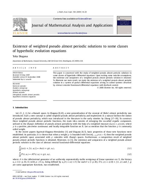 Pdf Existence Of Weighted Pseudo Almost Periodic Solutions To Some Classes Of Differential