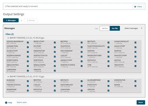 Output Settings Messages