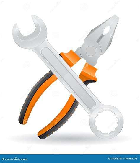 Tools Spanner And Pliers Icons Vector Illustration Stock Vector Illustration Of Hand