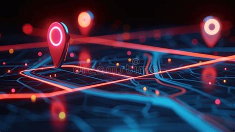 A Digital Map Displaying A Location With Two Pins Set Stock Image Image Of Adult Togetherness