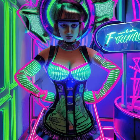 French Maid Cyberpunk Neon Art Graphic Creative Fabrica