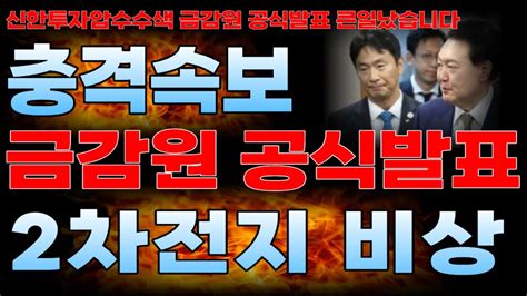충격속보 🚨 2차전지 비상사태 금감원 공식발표 신한투자 압수수색 공식발표 심각하네요 에코프로 에코프로비엠 포스코홀딩스 박순혁 서정덕tv Youtube