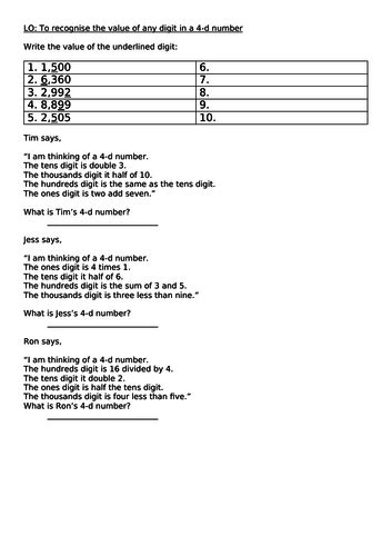 Year 4 Partitioning Teaching Resources