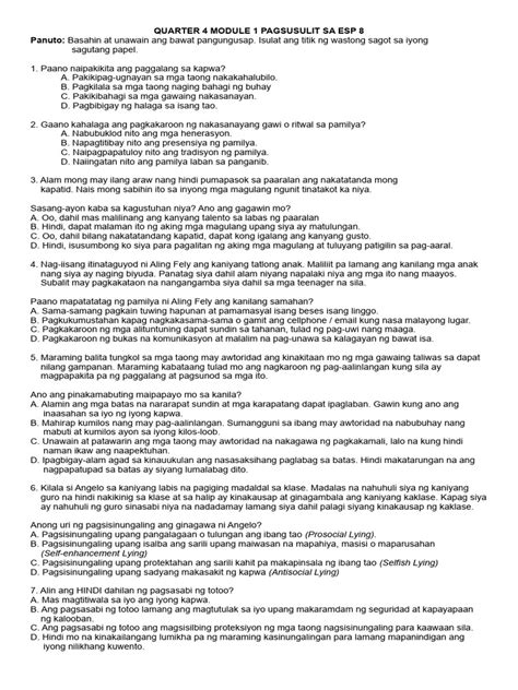 Esp 8 Module 1 Pagsusulit Pdf