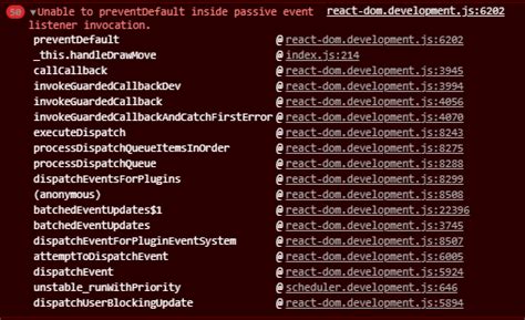 react dom development js 6202 unable to preventdefault inside passive