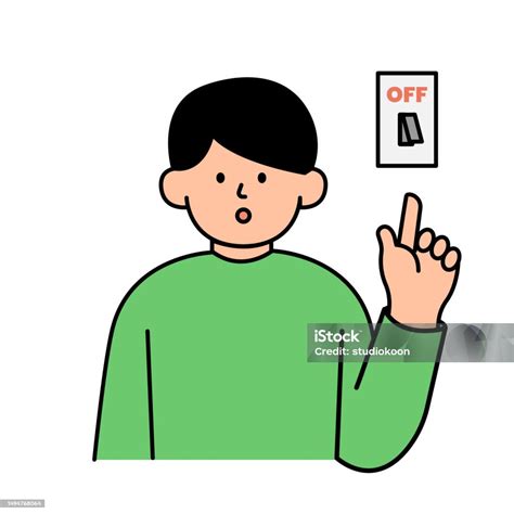 에너지를 절약하기 위해 불을 끄는 남자 환경 전력 및 에너지 절약 개념 만화 플랫 벡터 그림입니다 개발에 대한 스톡 벡터 아트 및 기타 이미지 Istock