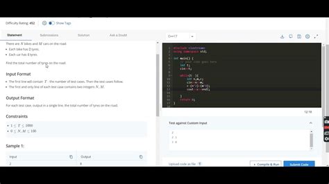Tyre Problem Codechef Solution Codechef Codechefquestions Codechefsolution Youtube
