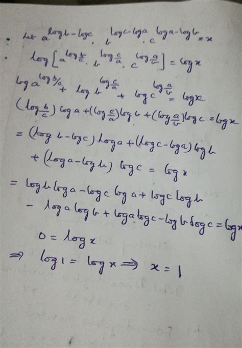 find the value of a logb logc × b logc loga × c loga logb