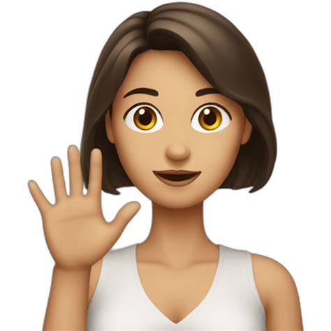 Brunette Women Raise Her Hand Emoji