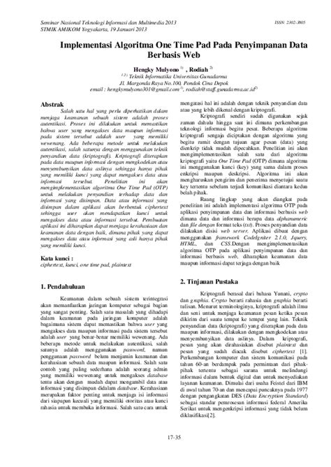 pdf implementasi algoritma one time pad pada penyimpanan data