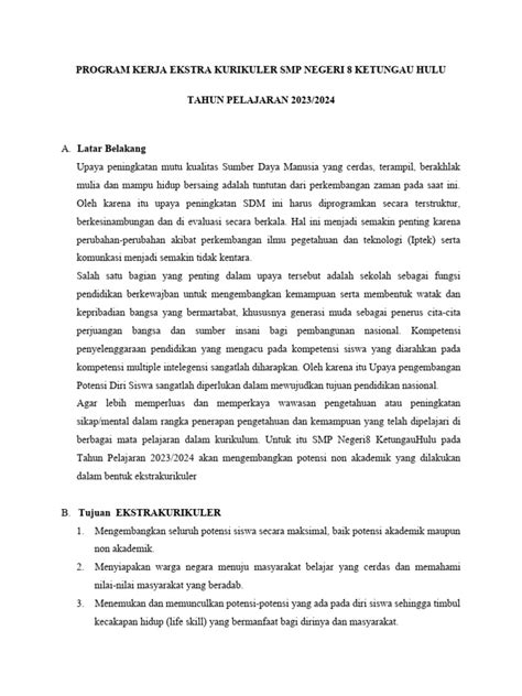 program kerja ekstra kurikuler smp negeri 8 ketungau hulu pdf