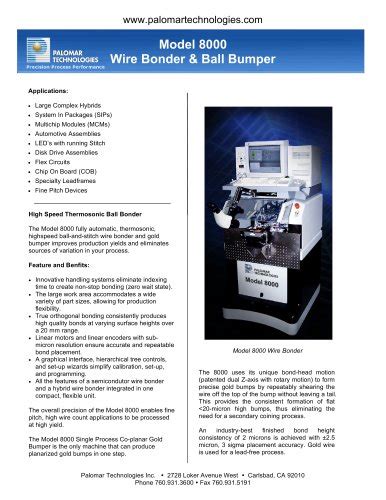 Model 8000 Wire Bonder And Ball Bumper Palomar Technologies Pdf