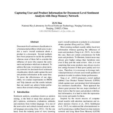 Capturing User And Product Information For Document Level Sentiment