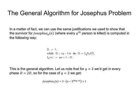 General Solution For Josephus Problem Pptx