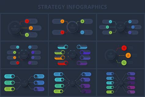 premium vector set strategy iinfographic with 3 4 6 8 10 steps or