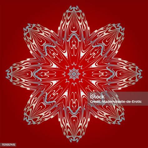 꽃 요소의 장식 라운드 만다라 벡터 일러스트입니다 색칠 하기 책 인사말 카드 초대장 문신 안티 스트레스 치료 패턴입니다 실버 레드 색상 0명에 대한 스톡 벡터 아트 및 기타