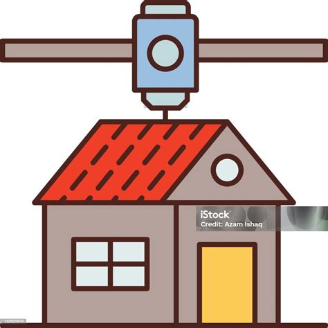 3d 홈 모델링 개념 3d 프린터 헤드 디자인 주거용 건물 벡터 컬러 아이콘 디자인 적층 제조 기호 증강 현실 또는 가상 현실 스톡 일러스트 3차원 인쇄에 대한 스톡 벡터