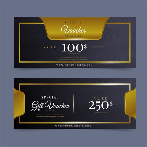 골든 스타일 선물 바우처 템플릿 무료 벡터