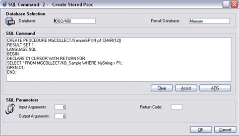 Create A Program Calling The Stored Procedure Using The Apg Button To