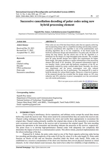 Successive Cancellation Decoding Of Polar Codes Using New Hybrid Processing Element Pdf