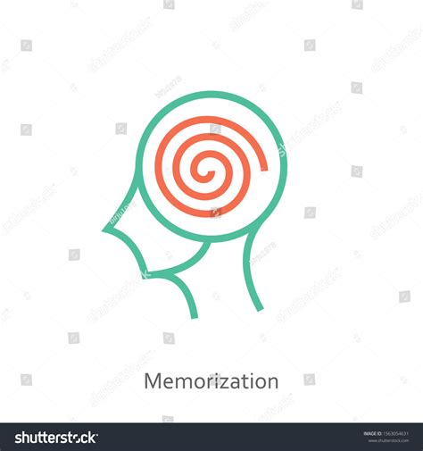 Memorization Icon Concept Drawing Human Brain Stock Vector Royalty