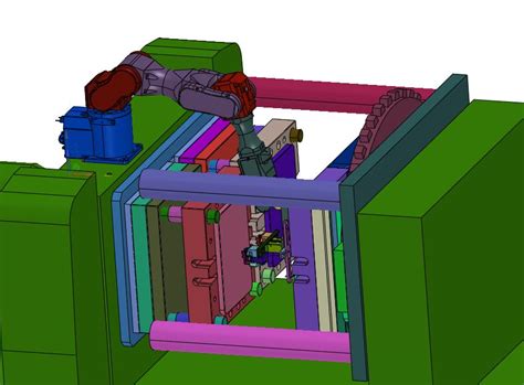 大型塑胶成型注塑机六轴机器人上下料系统iges 模型图纸下载 懒石网