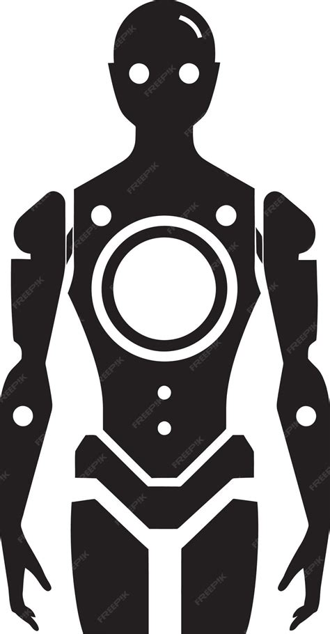 El Emblema Del Robot Humanoide Techdroid Cyberbot Vector Y El Logotipo