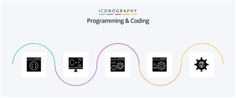Programming And Coding Glyph 5 Icon Pack Including Development Coding