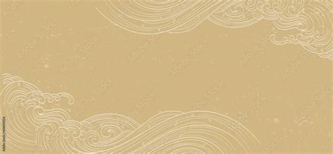 Hand Drawn Wave With Japanese Pattern Vector Abstract Art Background In Vintage Style Chinese