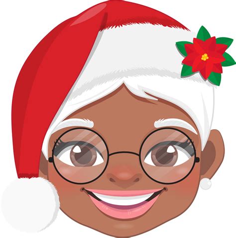 Free Christmas Characters Heads With Cute Mrs Claus Or Black Santa Wife