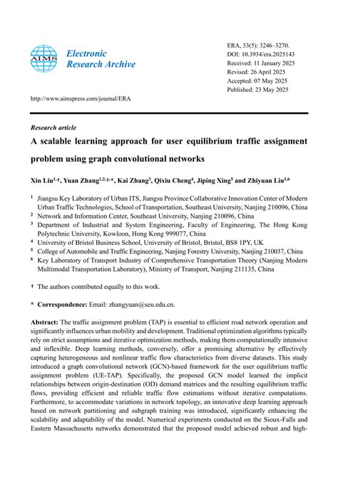 Pdf A Scalable Learning Approach For User Equilibrium Traffic Assignment Problem Using Graph
