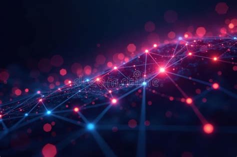 Abstract Glowing Network Nodes And Lines Forming A Digital Communication Grid Art Design