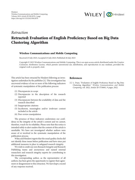 Pdf Retracted Evaluation Of English Proficiency Based On Big Data