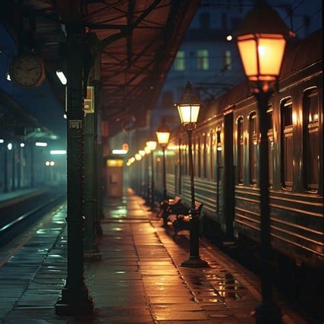 Free Nighttime Train Station Image Night Train Station Download