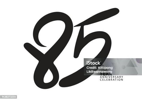 85 주년 기념일 축 하 블랙 컬러 로고 타입 벡터 85 숫자 디자인 85 번째 생일 초대장 로고 번호 디자인 벡터 일러스트 레이 션 2022년에 대한 스톡 벡터 아트 및