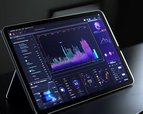 Tablet Displaying Complex Data Visualization With Graphs And Charts On Screen Stock Illustration