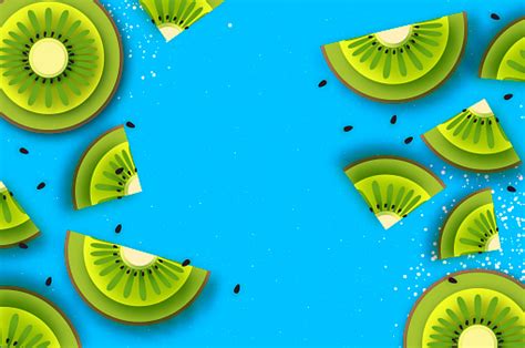 뉴질랜드의 슬라이스 최고의 볼 수 있습니다 종이에 키 위 슈퍼 여름 스타일을 잘라 종이 접기 맛있게 익은 녹색 조각 파랑에 건강 한 음식입니다 여름입니다 0명에 대한 스톡