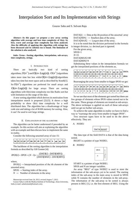 Pdf Interpolation Sort And Its Implementation With