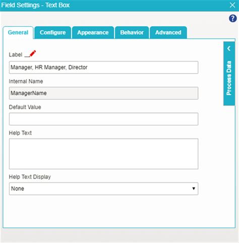 Example Configure The Manager Name Text Box Form Control For